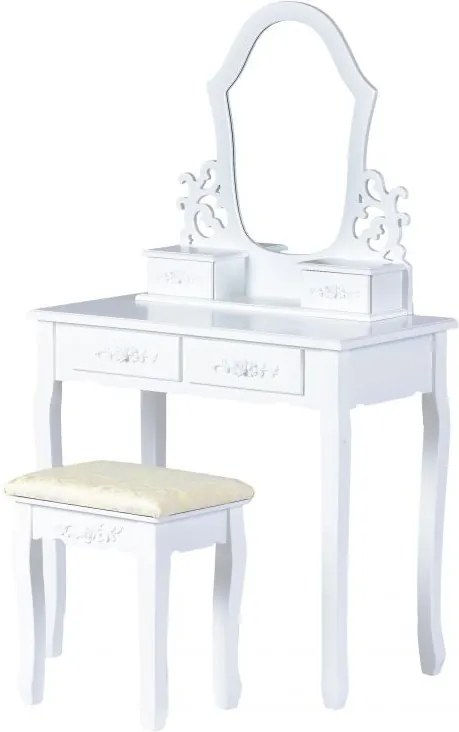 MODERNHOME Toaletní kosmetický stolek se zdrcadlem Molly bílý