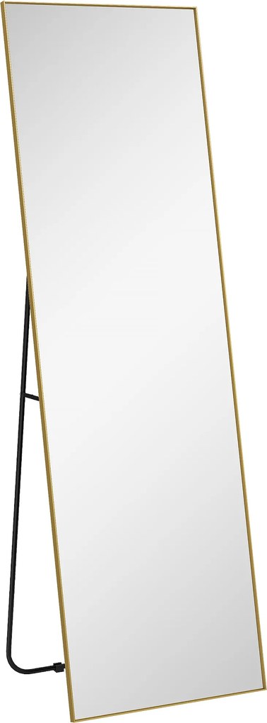 HOMCOM Velké obdélníkové zrcadlo ve full-length provedení, 50 x 160 cm - stojací, na stěnu nebo opřené o zeď - do ložnice, obývacího pokoje a šatny, z