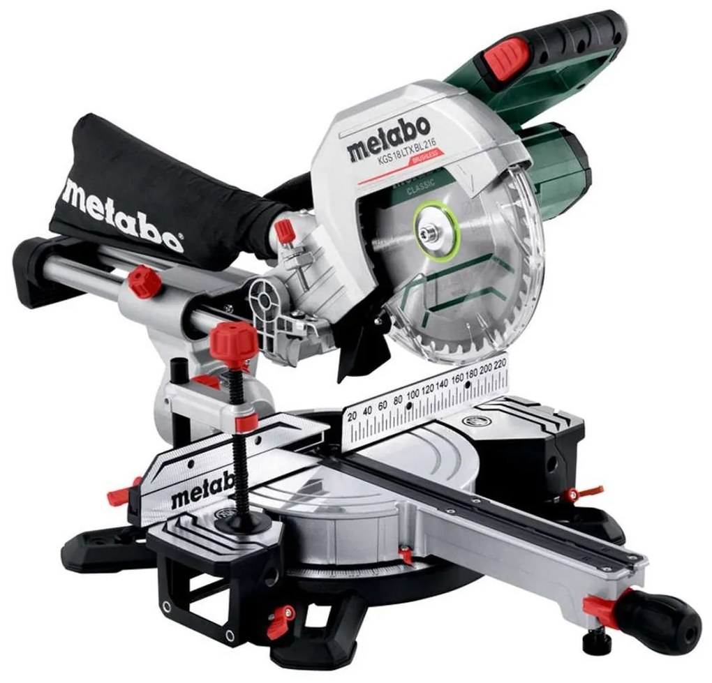 Metabo Nářadí - 18V AKU kapovací a pokosová pila 216 mm, s pojezdem, bez baterie a nabíječky 614216850