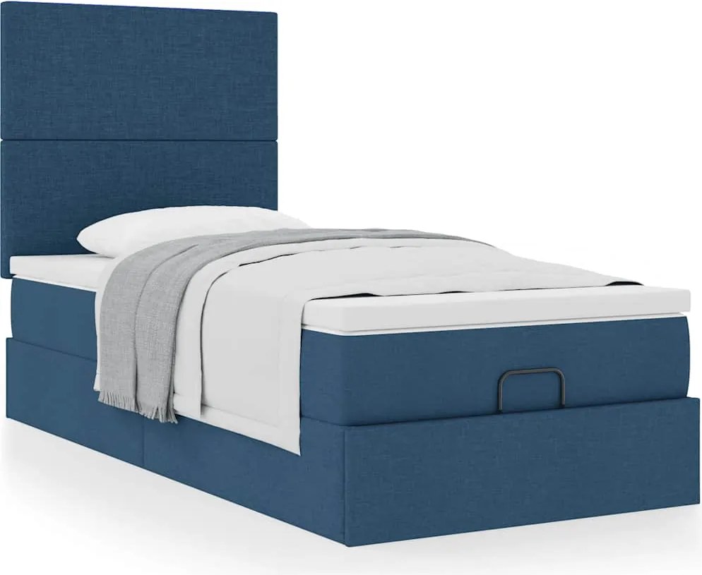 Osmanský postel s matrací modrá 100x200 cm textil 3313056