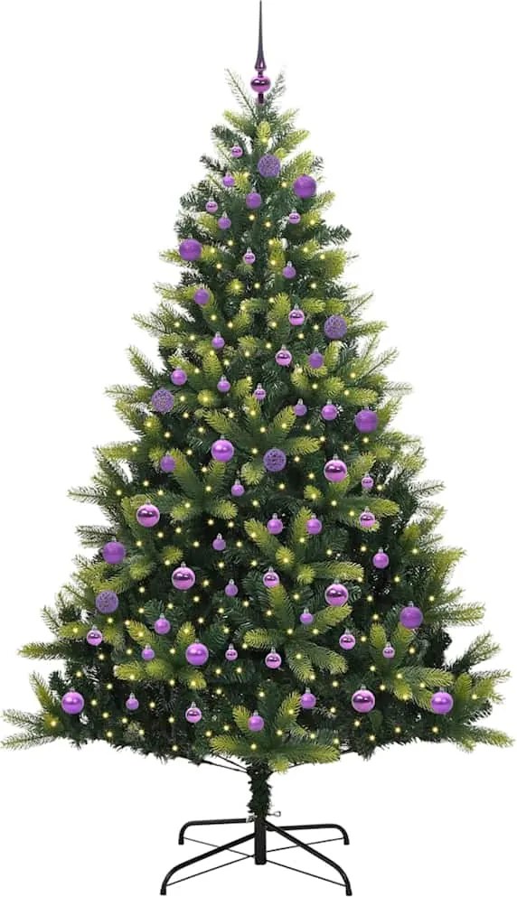 Umělý skládací vánoční stromeček 300 LED Zelená 240 cm PVC a PE 3396015