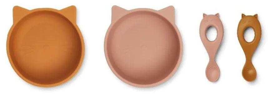 LIEWOOD Sada dětského nádobí Evan - set 4 ks, růžová barva, oranžová barva