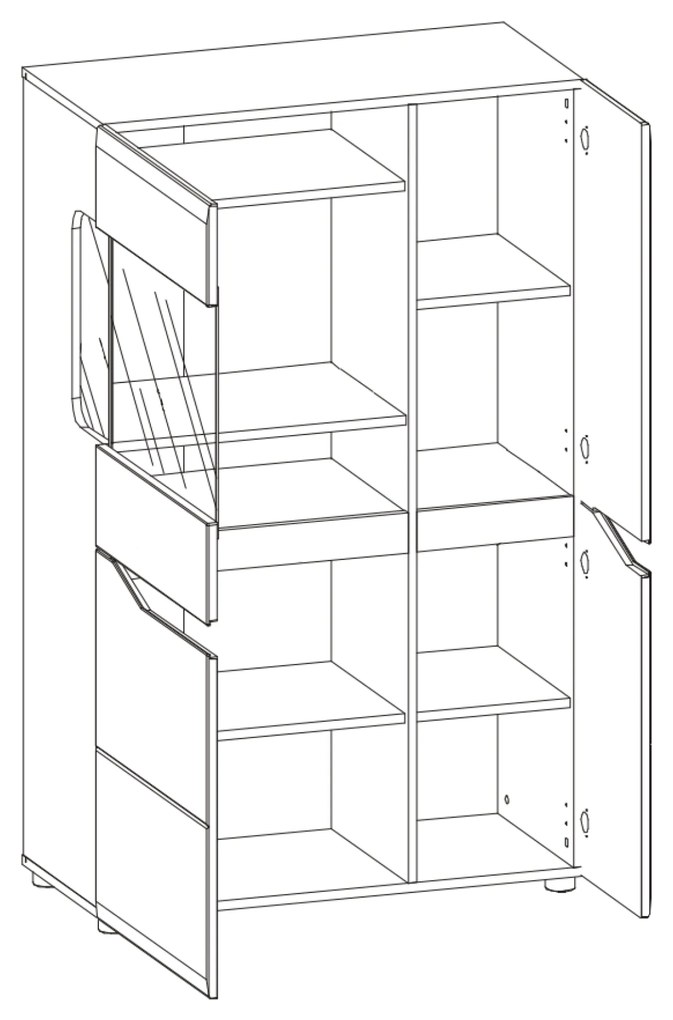 Sconto Vitrína LUCY LI 5 dub sonoma truffel/bílý lesk
