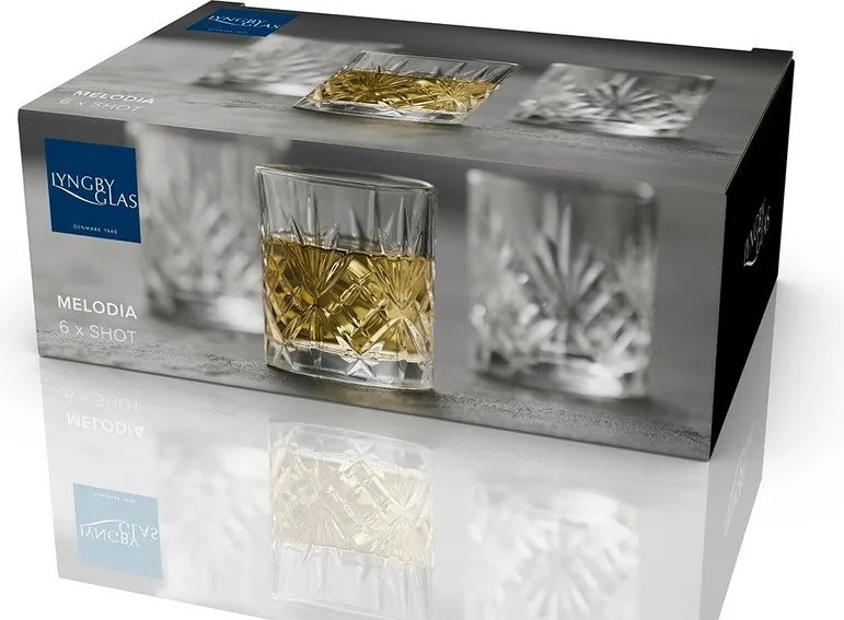 Křišťálové sklenice v sadě 6 ks na panáky 80 ml Melodia – Lyngby Glas