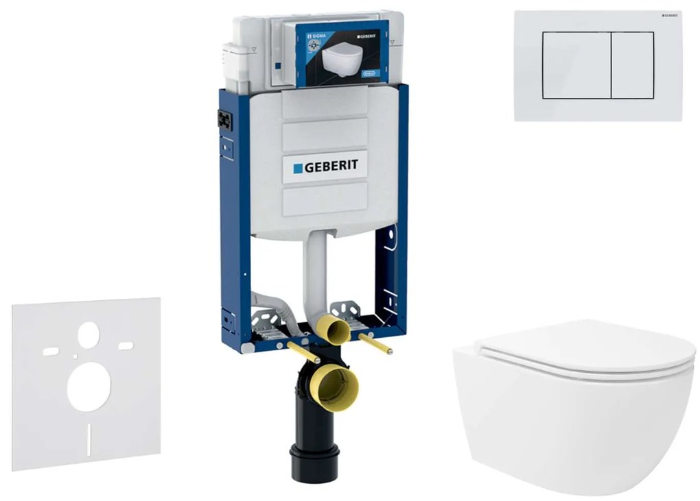 Geberit Kombifix - Set předstěnové instalace, klozetu Oudee Vortex a sedátka softclose, tlačítko Sigma20, bílá/bílá mat SANI15CA3190