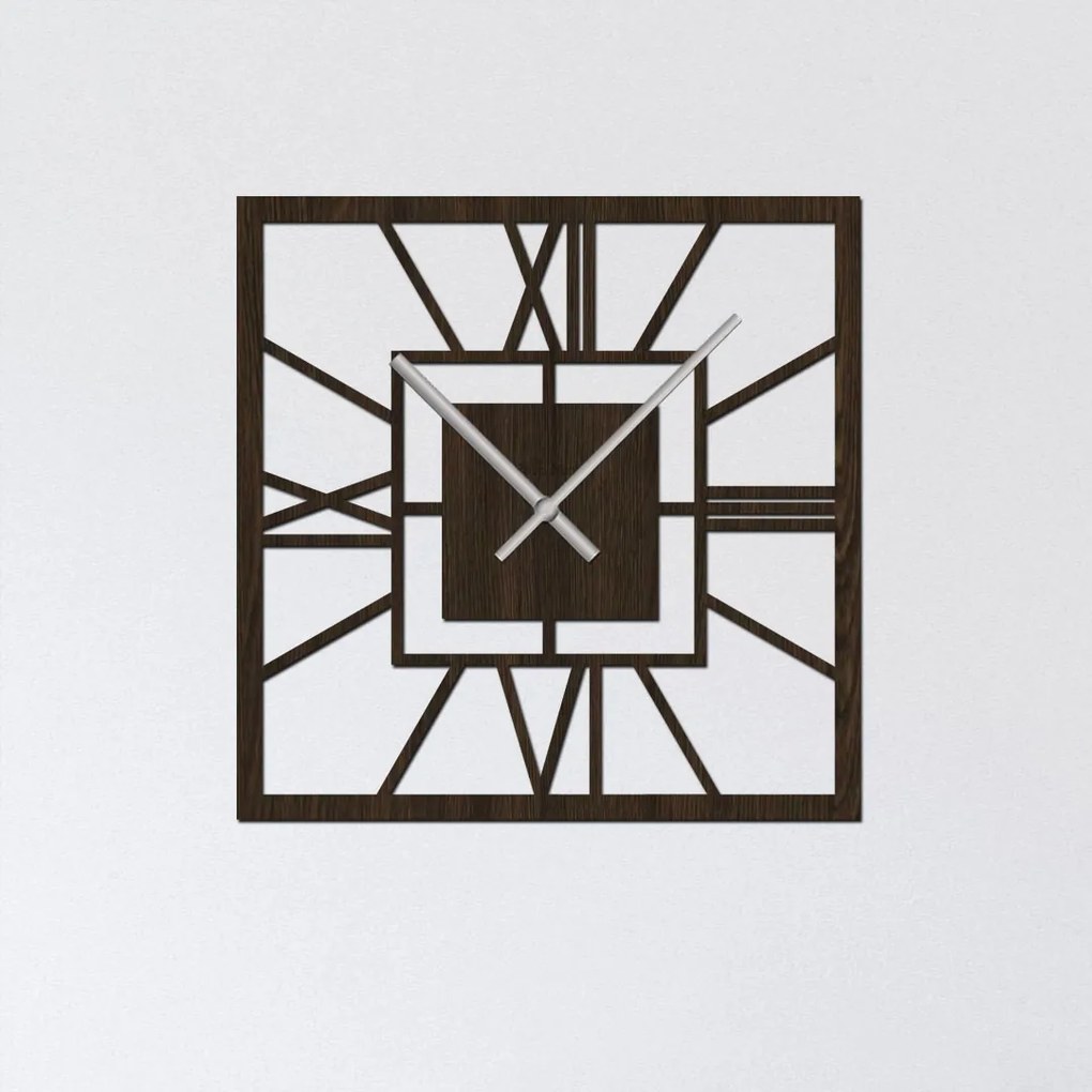 dřevo života Nástěnné hodiny SQUARE Zvolte barvu dekoru: Wenge, Velikost hodin: 50x50, Barva ručiček: Stříbrné