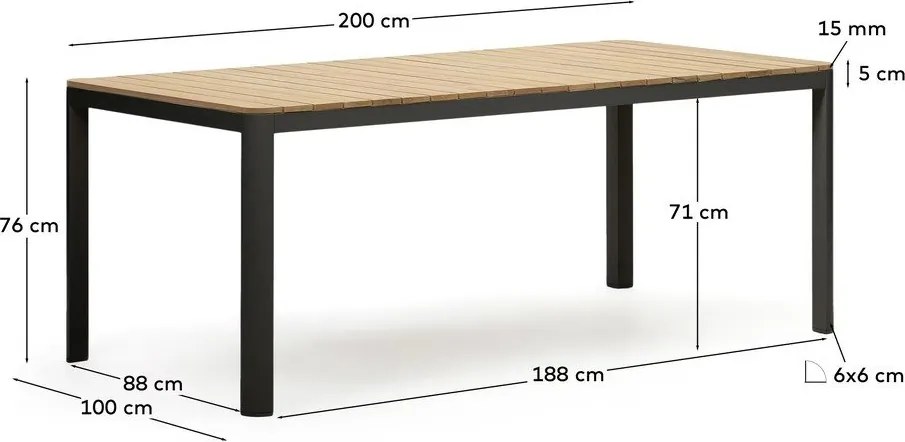 Zahradní jídelní stůl 100x200 cm Bona – Kave Home