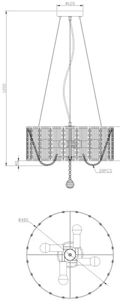Globo 15091H - Křišťálový lustr na lanku WALLA 4xE14/40W/230V