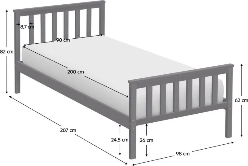 Postel s roštem, šedá, 90x200, ANATRA Kondela 0000411541
