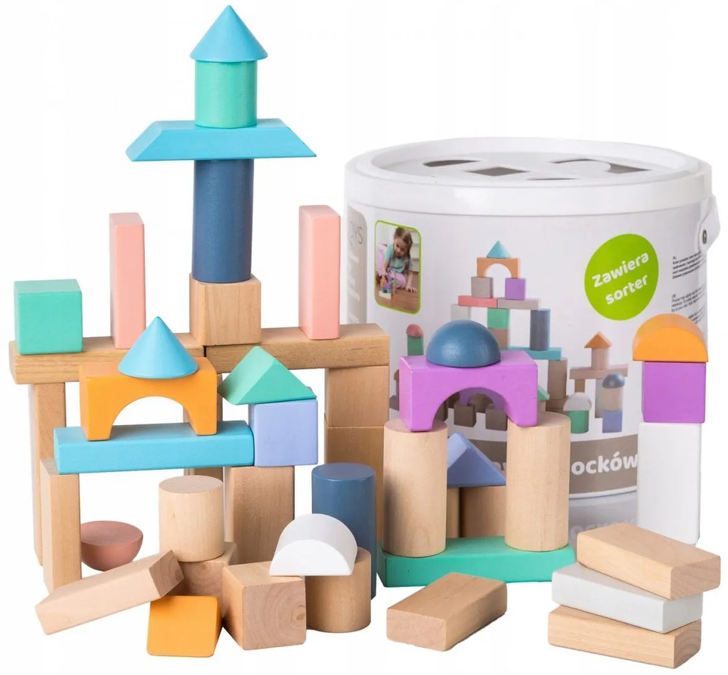 ECOTOYS Dřevěné kostky Eco Toys 50 ks