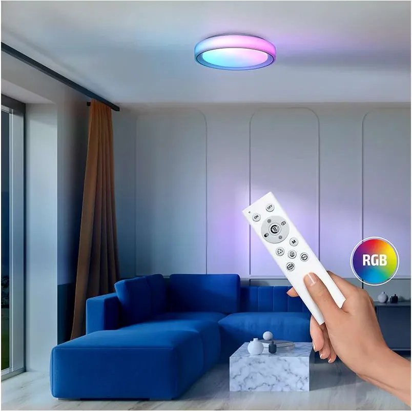 LED stropní světlo s dálkovým ovládáním Floco RGB - průměr 40 cm, bílá