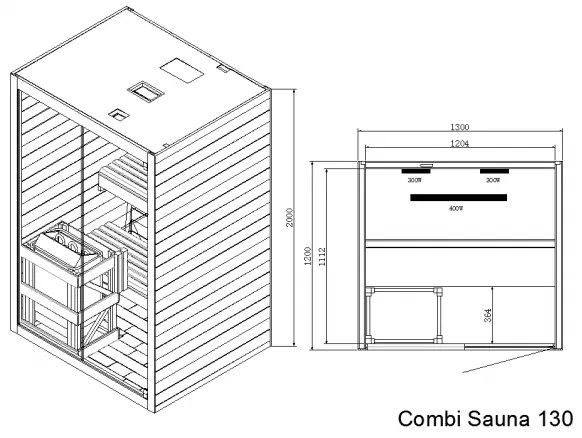 Sanotechnik - Twincombi - Sauna pre 2 osoby (Je nám líto, ale sauna je vyprodána, dodavatel očekává její naskladnění cca v polovině 4/2025)