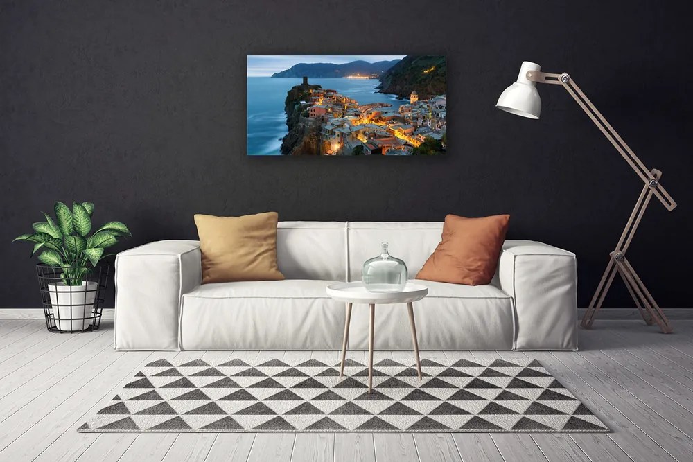 Obraz na plátně Moře Město Hory Krajina 100x50 cm