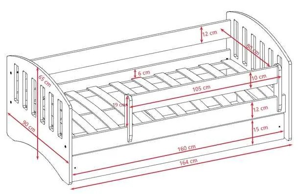 Ourbaby Classic Greyhead postel + úložný prostor 160x80 cm bílá