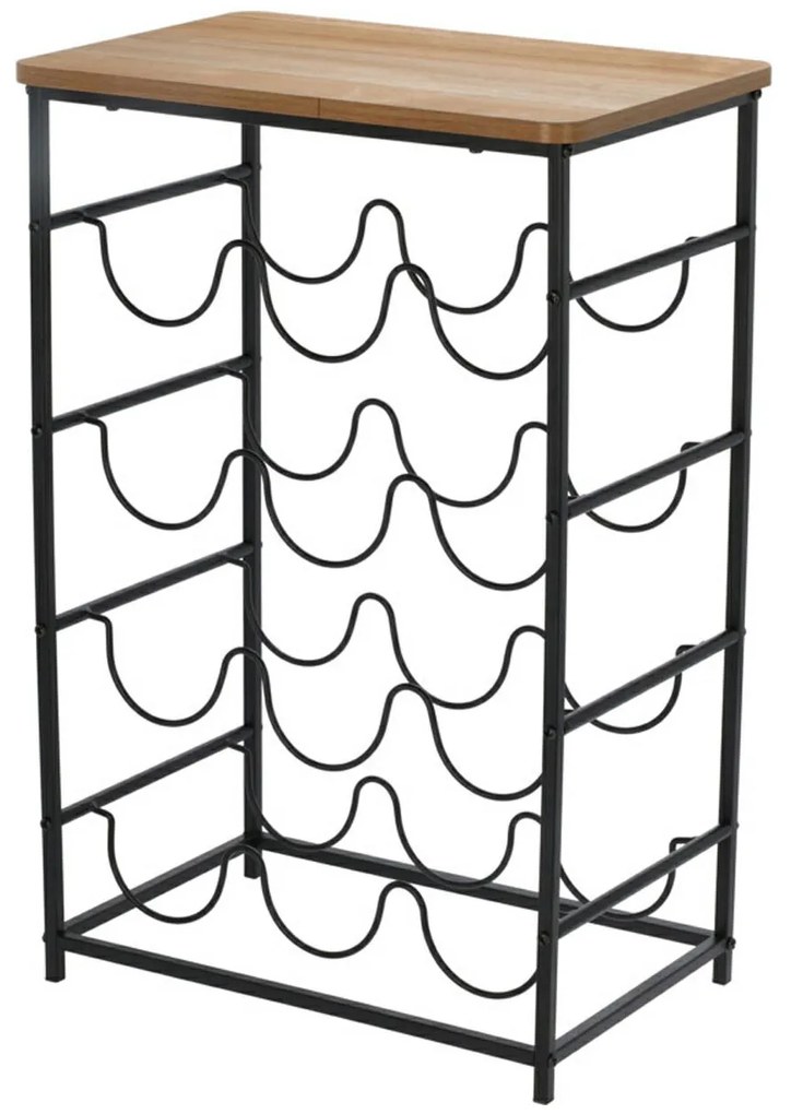 STOJAN NA VÍNO DEBRA 60X26X40 CM ČERNÁ/HNĚDÁ