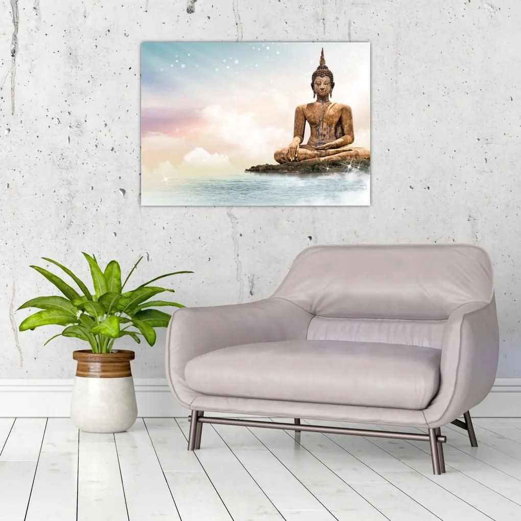 Skleněný obraz - Buddha dohlížející na zemi (70x50 cm)