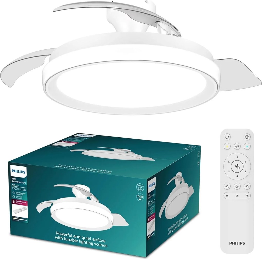 PH 8721103096029 Bliss DC stropní ventilátor a svítidlo 28W+35W bílý - PHILIPS