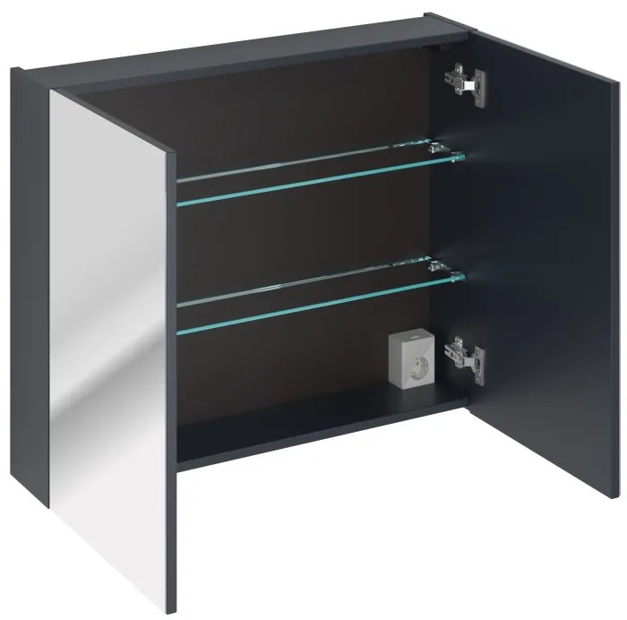 COMAD Závěsná skříňka se zrcadlem - SANTA FE 84-80 deep blue, šířka 80 cm, indigo modrá