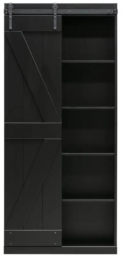Hoorns Černá masivní borovicová skříň Paige 200 x 100 cm