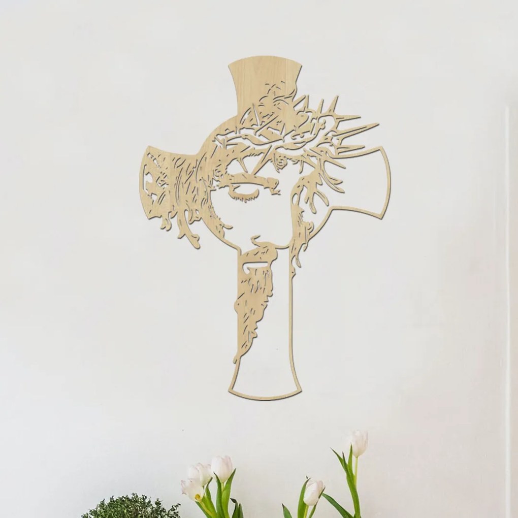 dřevo života Dřevěný kříž s ježíšem na zeď Zvolte rozměr (cm): 20x27, Zvolte barvu dekoru: Třešeň