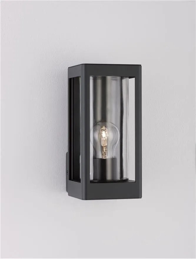 NV 9060192 Venkovní nástěnné svítidlo FIGO tmavě šedý hliník a čiré sklo E27 1x12W 220-240V bez žárovky IP54 - NOVA LUCE