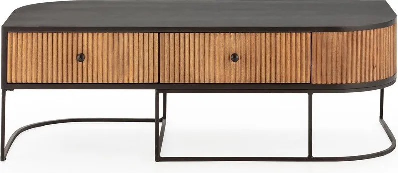 Konferenční stolek z mangového dřeva v přírodní barvě 60x120 cm Curve – MOME