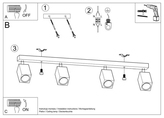 Sollux SL.1038 - Bodové svítidlo KEKE 4xGU10/40W/230V dub