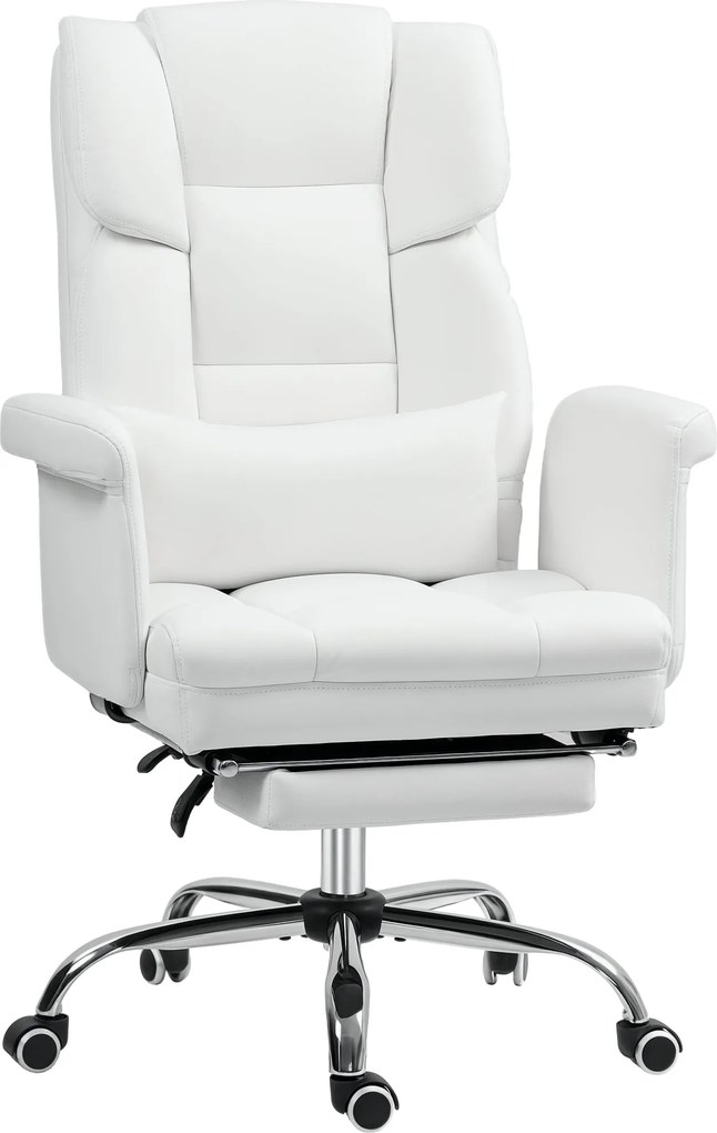 HOMCOM Kancelářská židle, ergonomická otočná židle s funkcí sklonu, bederním polštářem, výškově nastavitelná počítačová židle s opěrkou nohou, pro dom