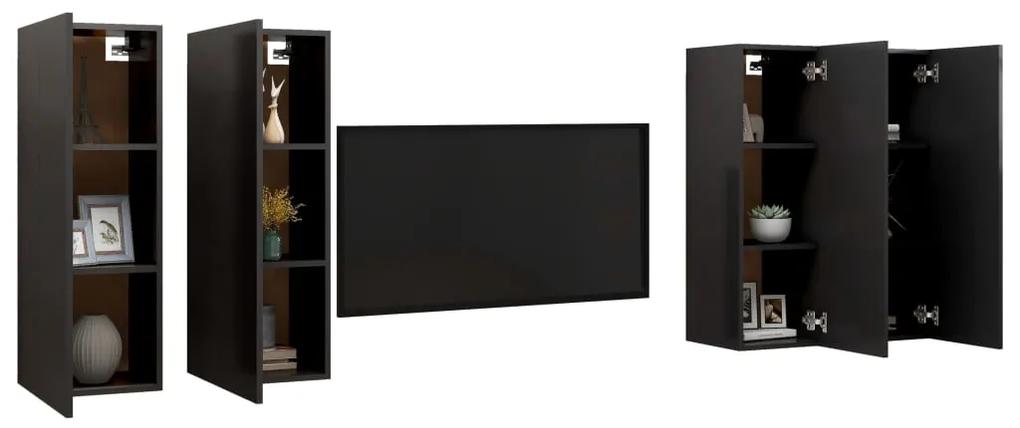 vidaXL TV stolky 4 ks černé 30,5 x 30 x 90 cm kompozitní dřevo