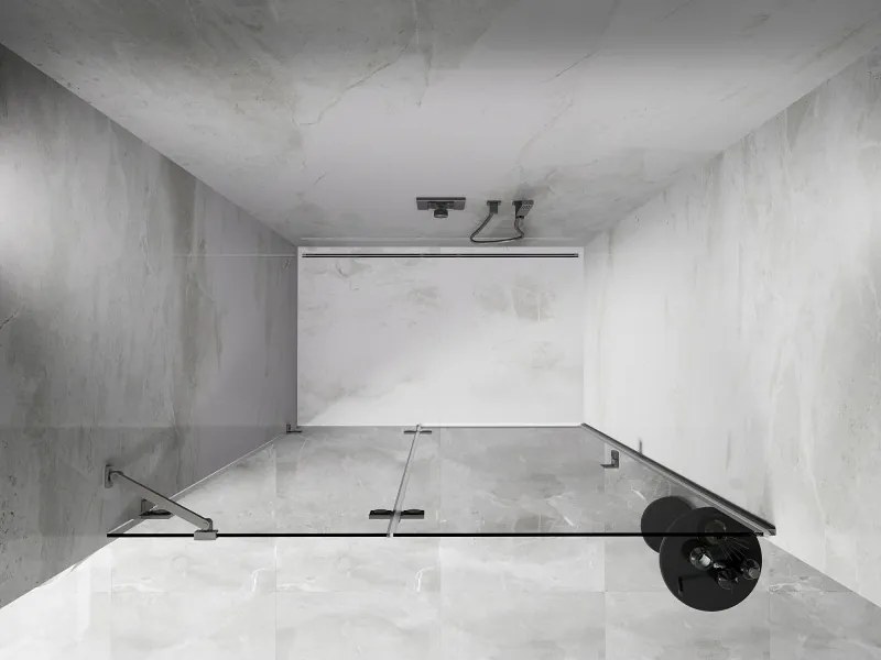 Mexen, Mexen Lunar levé otočné sprchové dveře 135 cm, transparentní, broušený nikl - 834-135-000-97-00-L