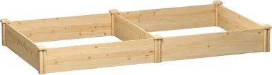 Outsunny zvýšený dřevěný záhon pro městskou zahradu k pěstování s přepážkou a otevřeným dnem 235x121x26 cm, přírodní