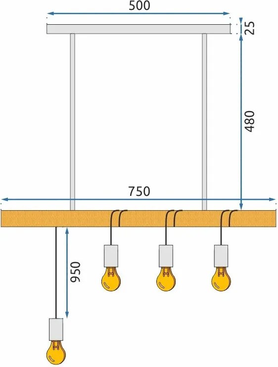 Toolight, závěsné svítidlo APP974-4CP, černá - bambusové dřevo, OSW-03243