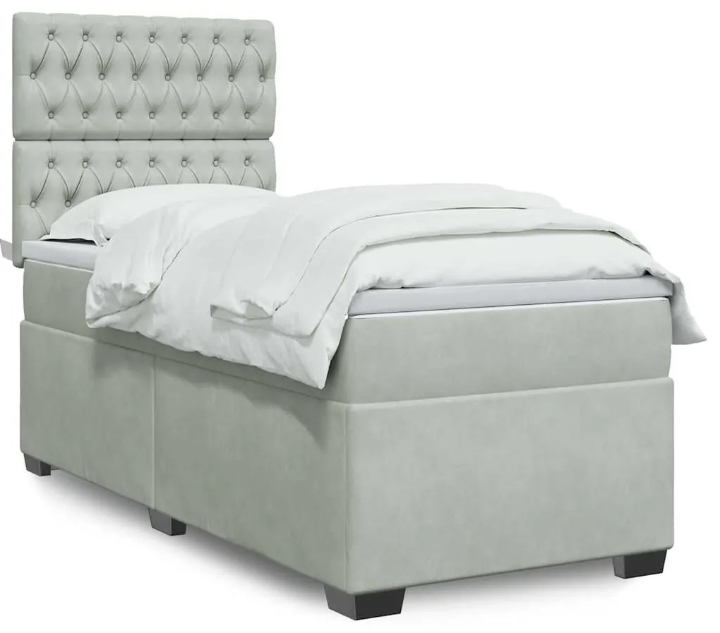Box spring postel s matrací světle šedá 90x190 cm samet 3293092
