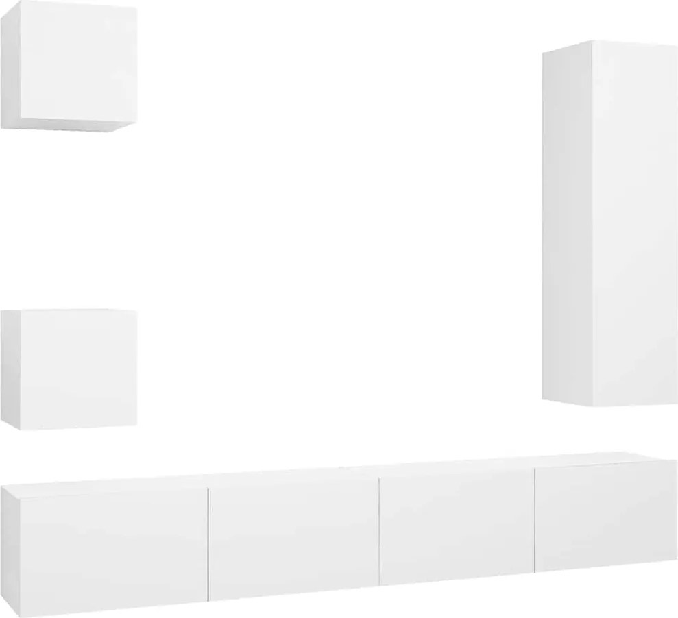 5dílný set TV skříněk bílý kompozitní dřevo 3078697