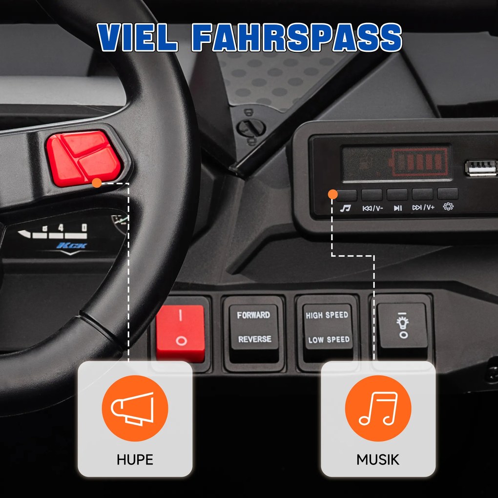 AIYAPLAY dětské elektrické auto, terénní vozidlo 24 V 5-7 km/h s připojením na hudbu, dětské vozidlo s dálkovým ovládáním 2,4G, světlomety, klaksonem…