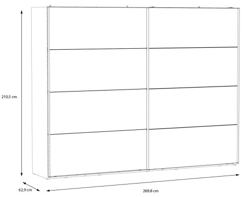 Šatní skříň se zrcadlem OREN 270x210 cm dub artisan