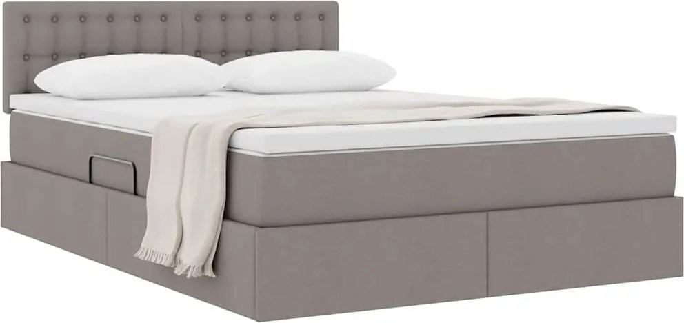 Postel s úložným prostorem a matrací Taupe 140 x 200 cm Samet 3370641