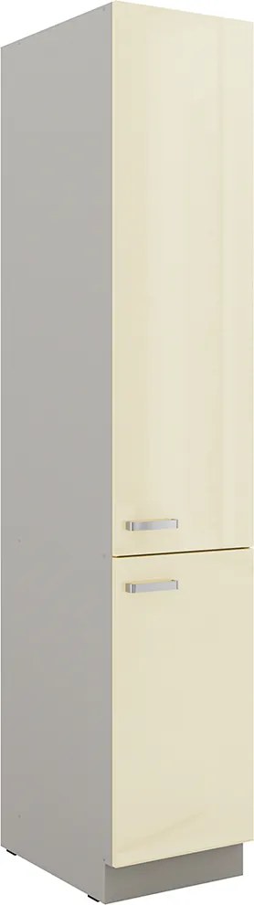 KARMEN | vysoká skříňka 40 DK-210 2F potravinová s policemi | 40 cm | světle šedá/krémová lesk