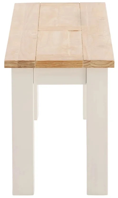 furniture-nabytek.cz - Masivní lavice Caprino z borovice a MDF, lakovaná, bílá/hnědá – 134×35×45 cm