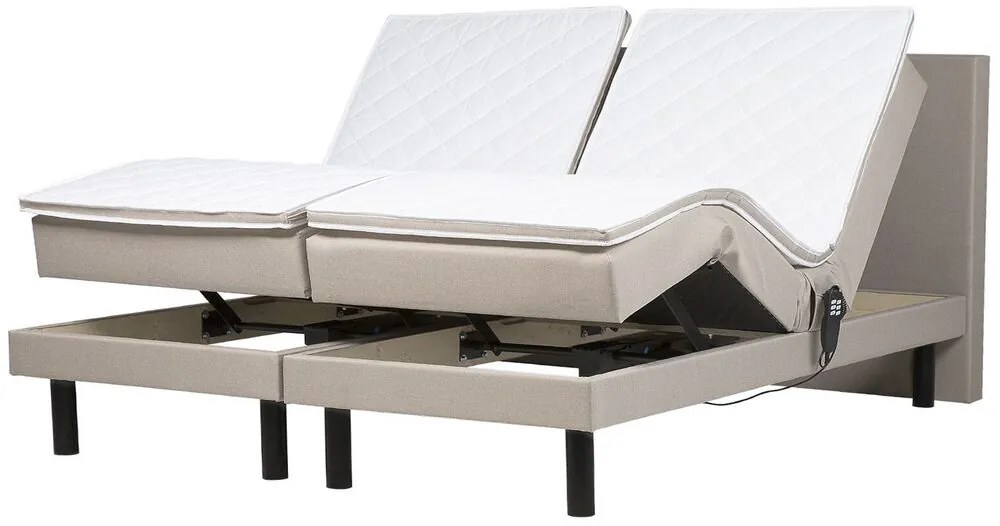 Čalouněná postel béžová elektricky polohovací 180x200 cm EARL Beliani