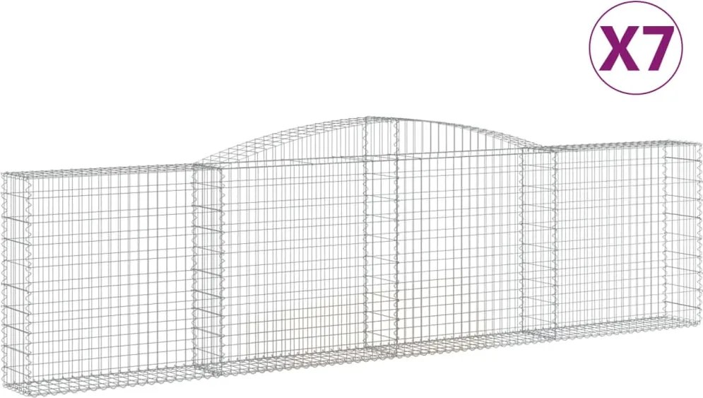 Klenuté gabionové koše 7 ks 400x30x100/120cm pozinkované železo 3146871