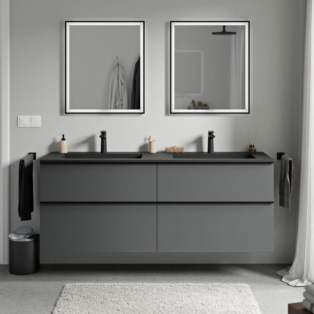 Koupelnová skříňka LAVOA 160 cm s umyvadlem z minerálního odlitku BRUXELLES - možnost volby barvy