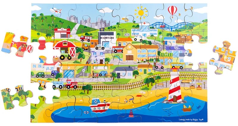 Bigjigs Toys Podlahové puzzle Město 48 dílků