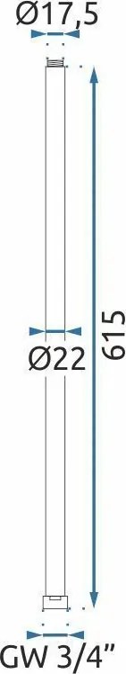 Prodloužení pro vanovou/sprchovou soupravu REA ø 22 mm - 60 cm, zlatá kartáčovaná