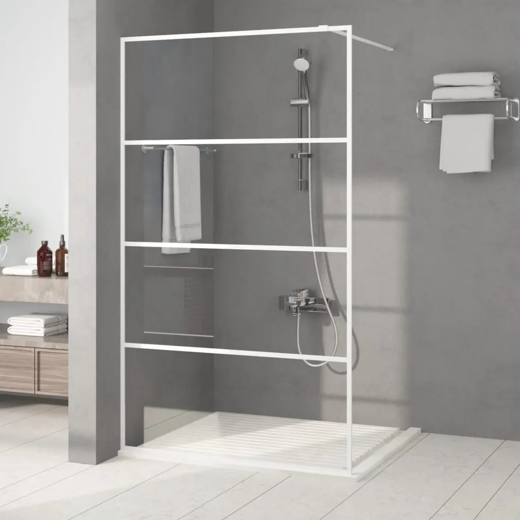 Sprchová zástěna walk-in bílá 115 x 195 cm čiré ESG sklo 152143