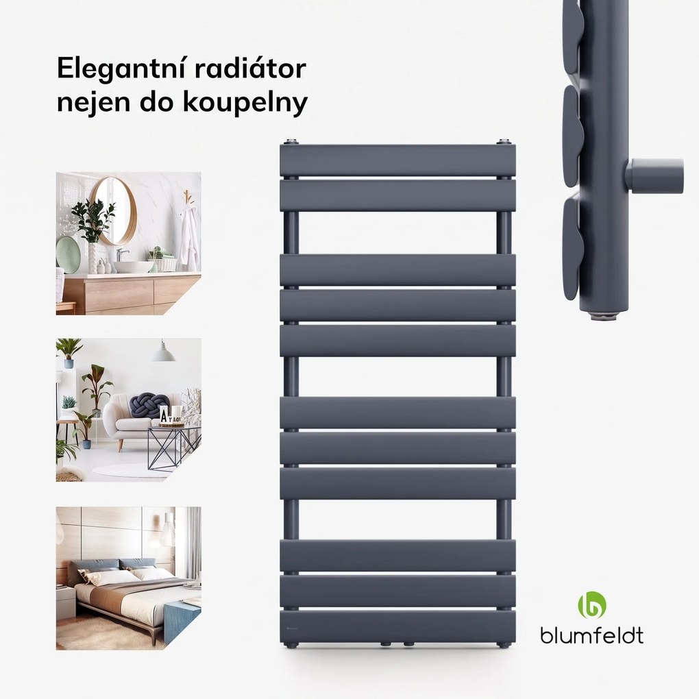Blumfeldt Fairmont, 50 x 107, radiátor, 509 W, teplá voda, 4 držáky na ručníky, 1/2"