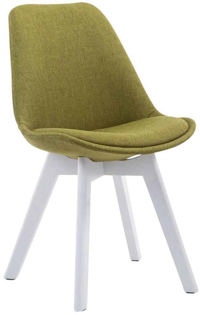 Židle Borne V2 látka, dřevené nohy bílé - Zelená