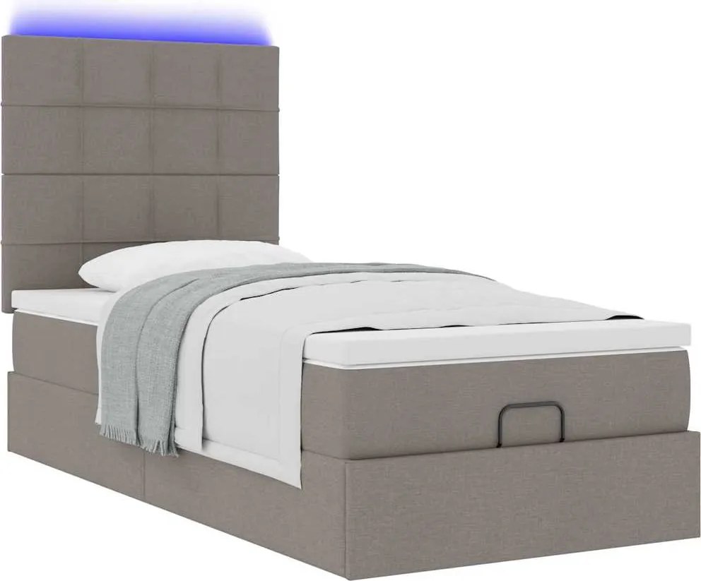 Osmanský rám postele s matrací taupe 80x200cm textil 3313965