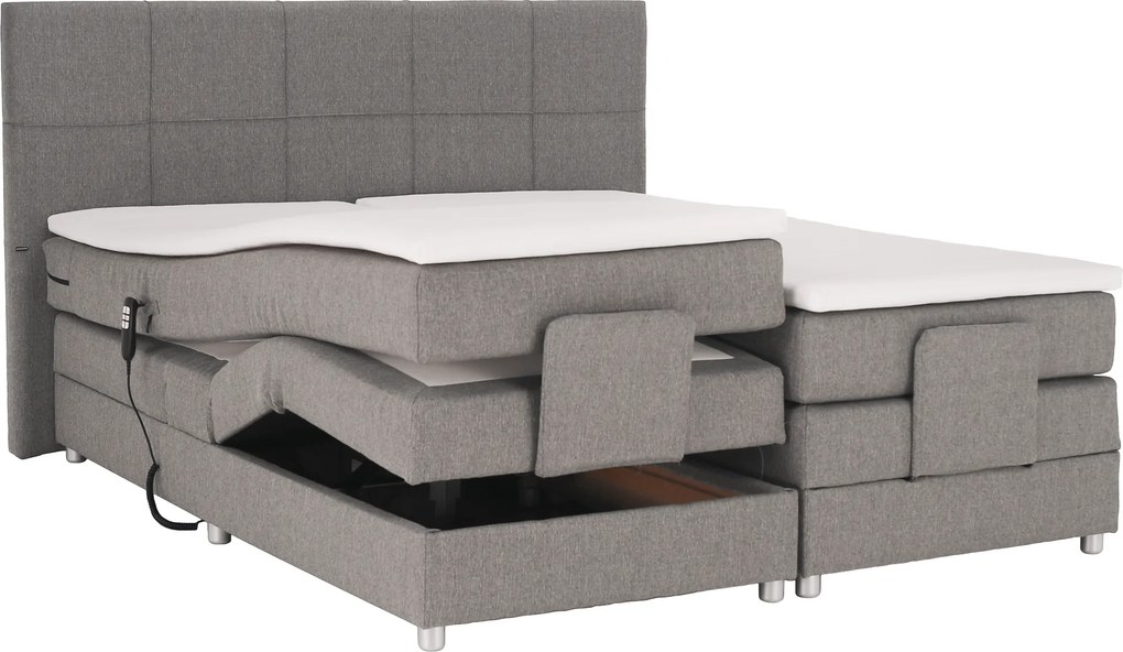Elektrická polohovací postel, boxspring, šedá, 160x200, MURKO NEW