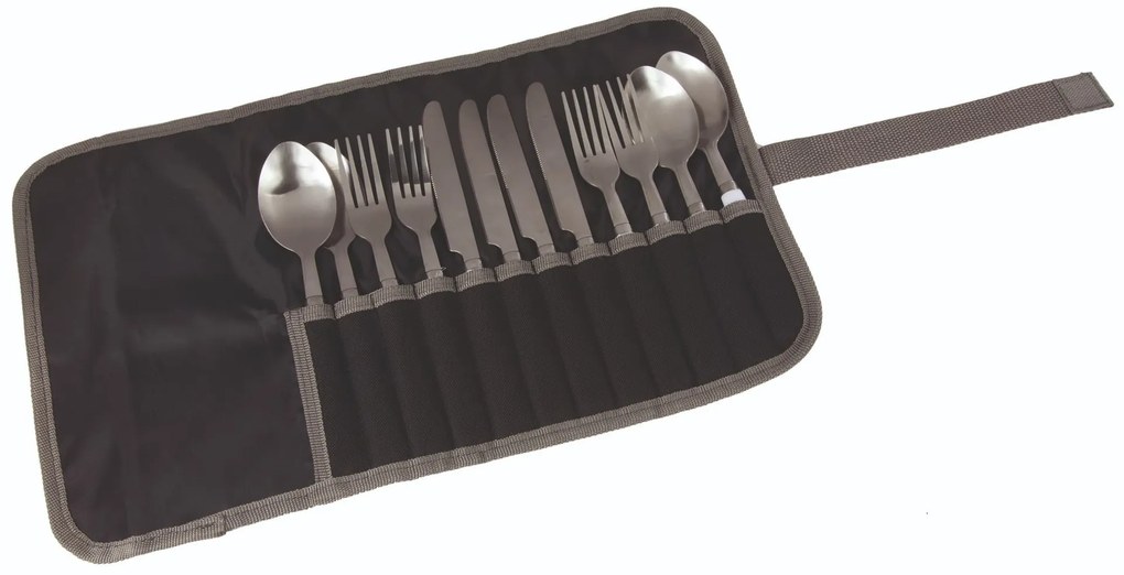 Kempingové nádobí regatta 4prsn cutlery set black/sealgr